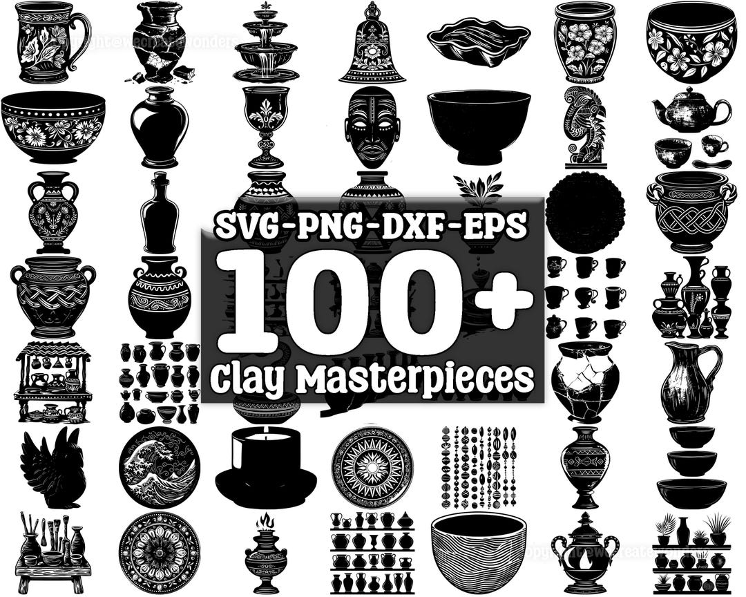 Clay Masterpieces SVG Bundle, Set of 100, Instant Digital Download, Png ...