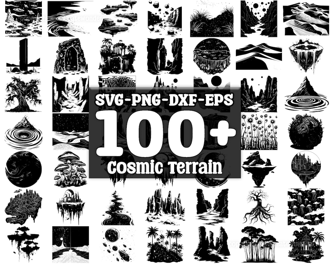 Cosmic Terrain SVG Bundle, Set of 100, Instant Digital Download, Png ...