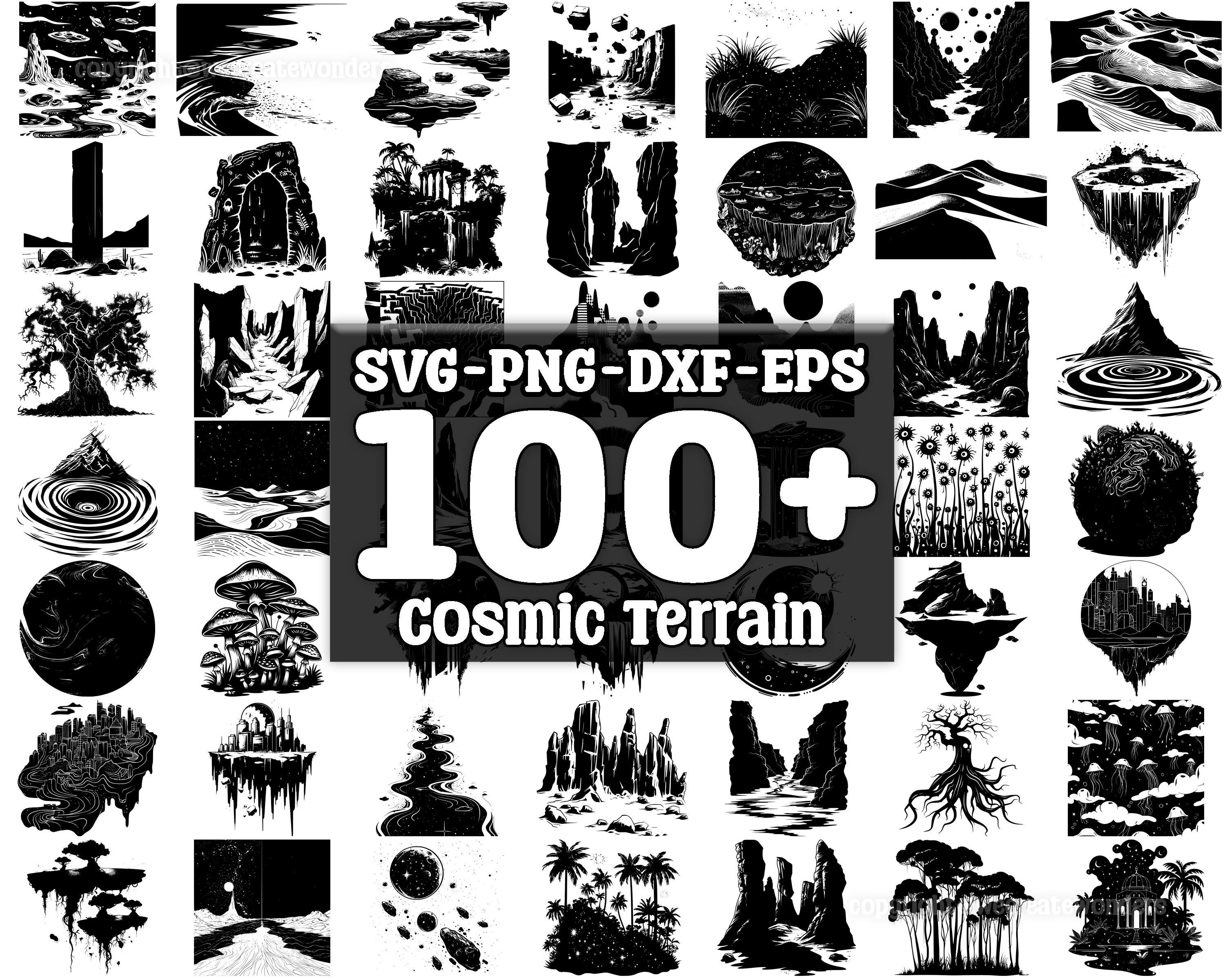 Cosmic Terrain SVG Bundle, Set of 100, Instant Digital Download, Png ...