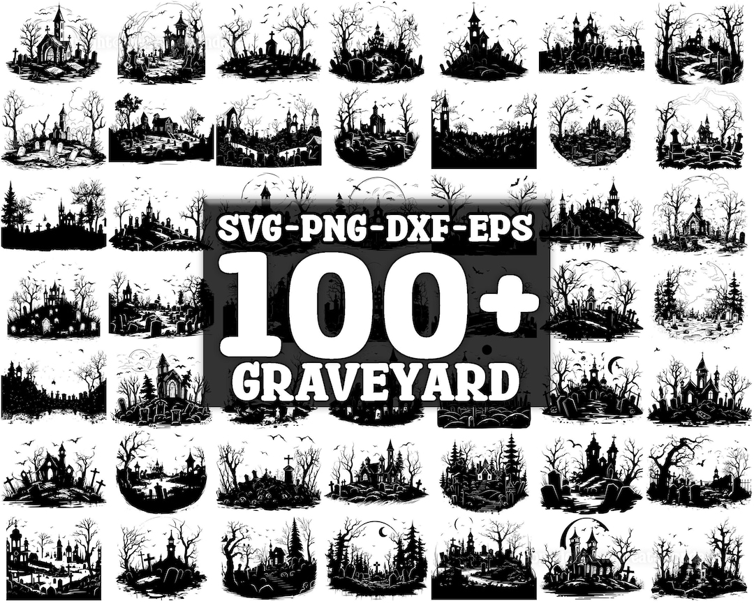 Graveyard SVG Bundle, Set of 100, Instant Digital Download, Png, Svg ...
