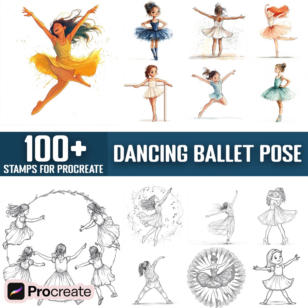 100+ Dancing Ballet Procreate Stamps, Brushes for Procreate, Instant ...