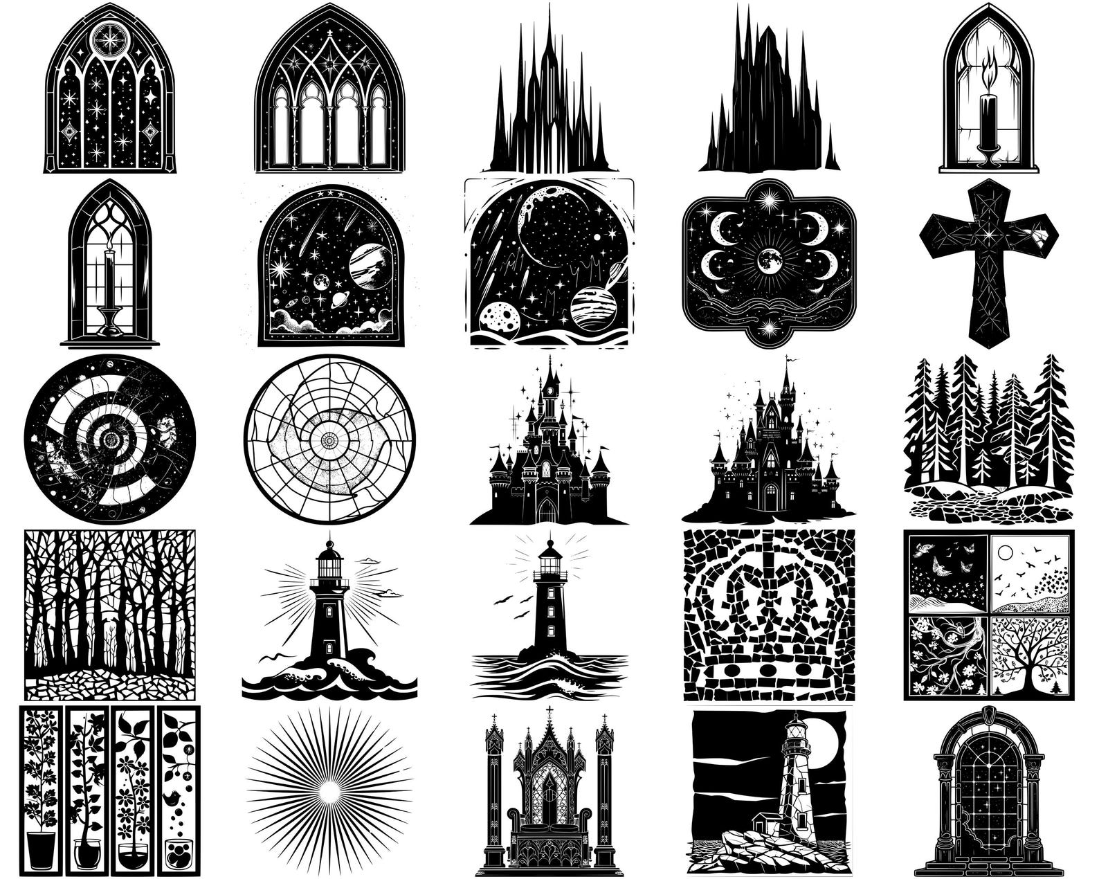 Radiant Glass SVG Bundle, Set of 100, Instant Digital Download, Png ...