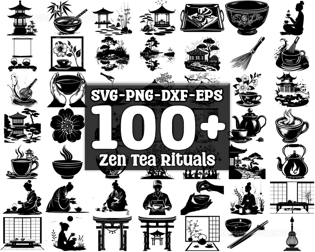 Zen Tea Rituals SVG Bundle, Set of 100, Instant Digital Download, Png ...
