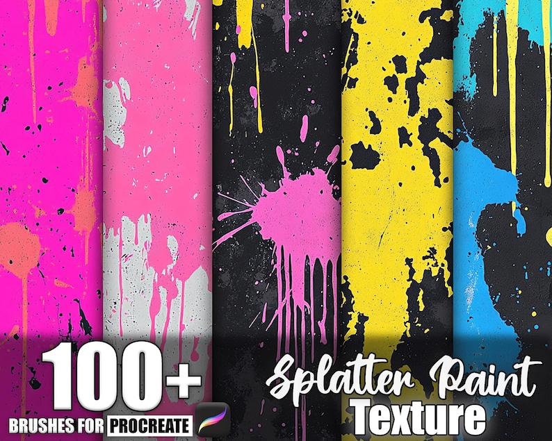 Splatter Paint 100+ Procreate Textures, Brushes for Procreate, Instant ...