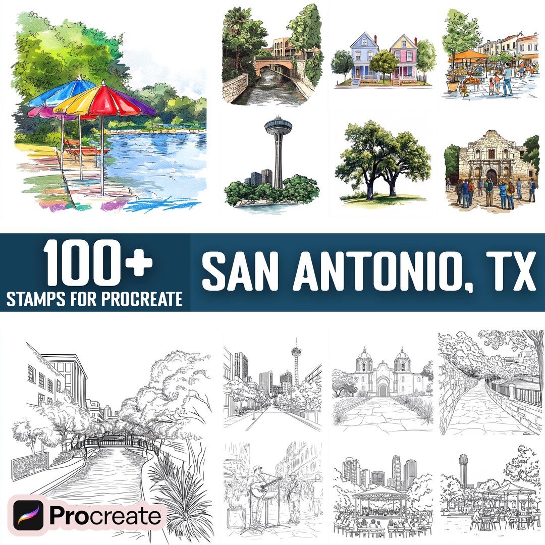 100+ San Antonio, Texas Procreate Stamps, Brushes for Procreate ...