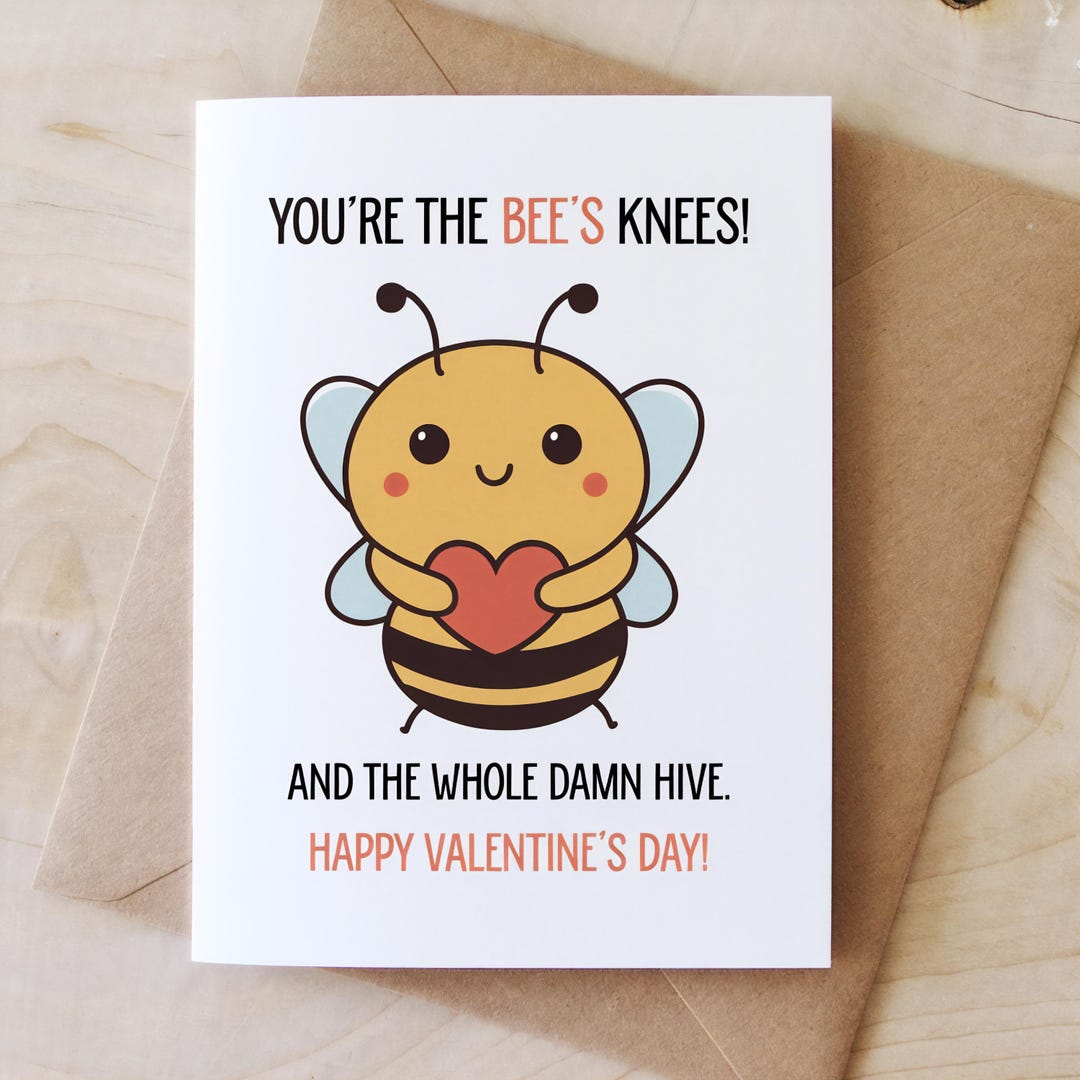 Cute Bee Valentine's Day Card, Funny Love Pun, Digital Greeting for ...