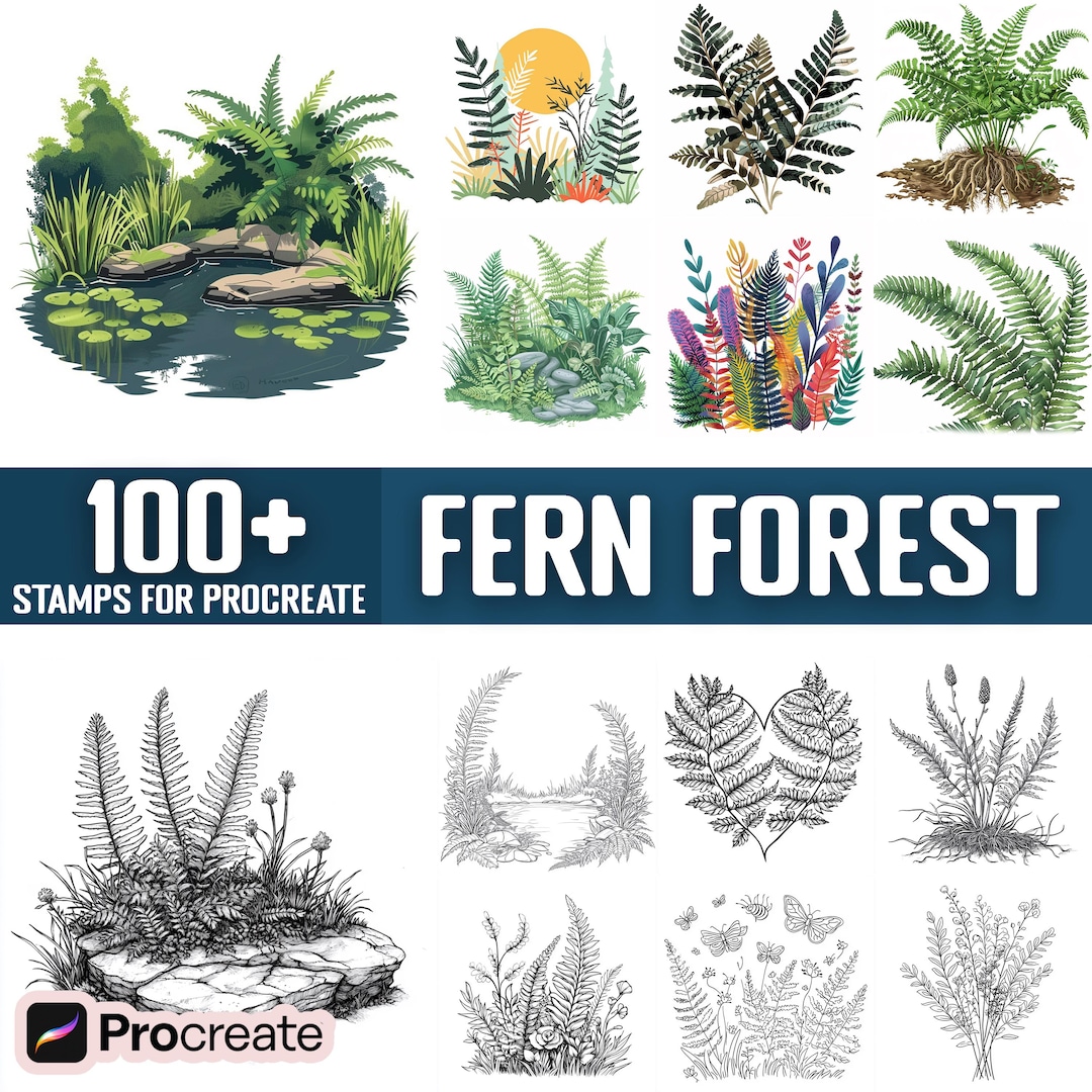 100+ Fern Forest Procreate Stamps, Brushes for Procreate, Instant Digital Download - Etsy