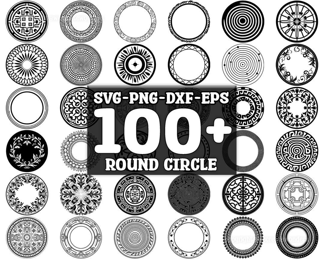 Round Circle SVG Bundle, Set of 100, Instant Digital Download, Png, Svg ...