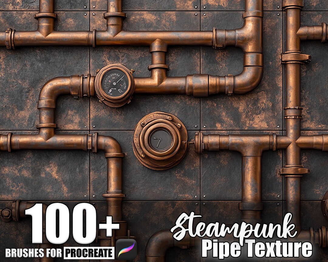 100+ Steampunk Pipe Procreate Textures, Brushes for Procreate, Instant ...