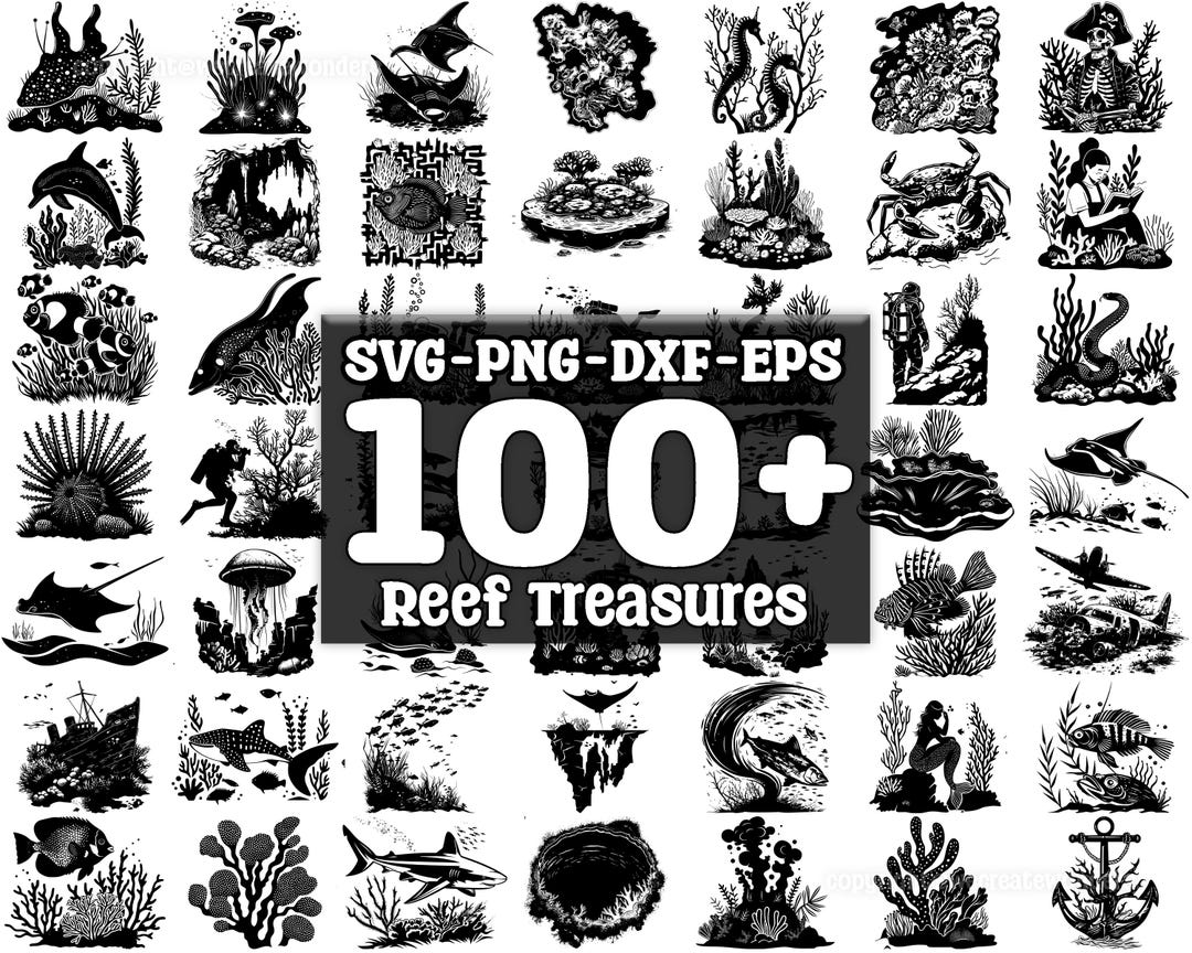 Reef Treasures SVG Bundle, Set of 100, Instant Digital Download, Png ...