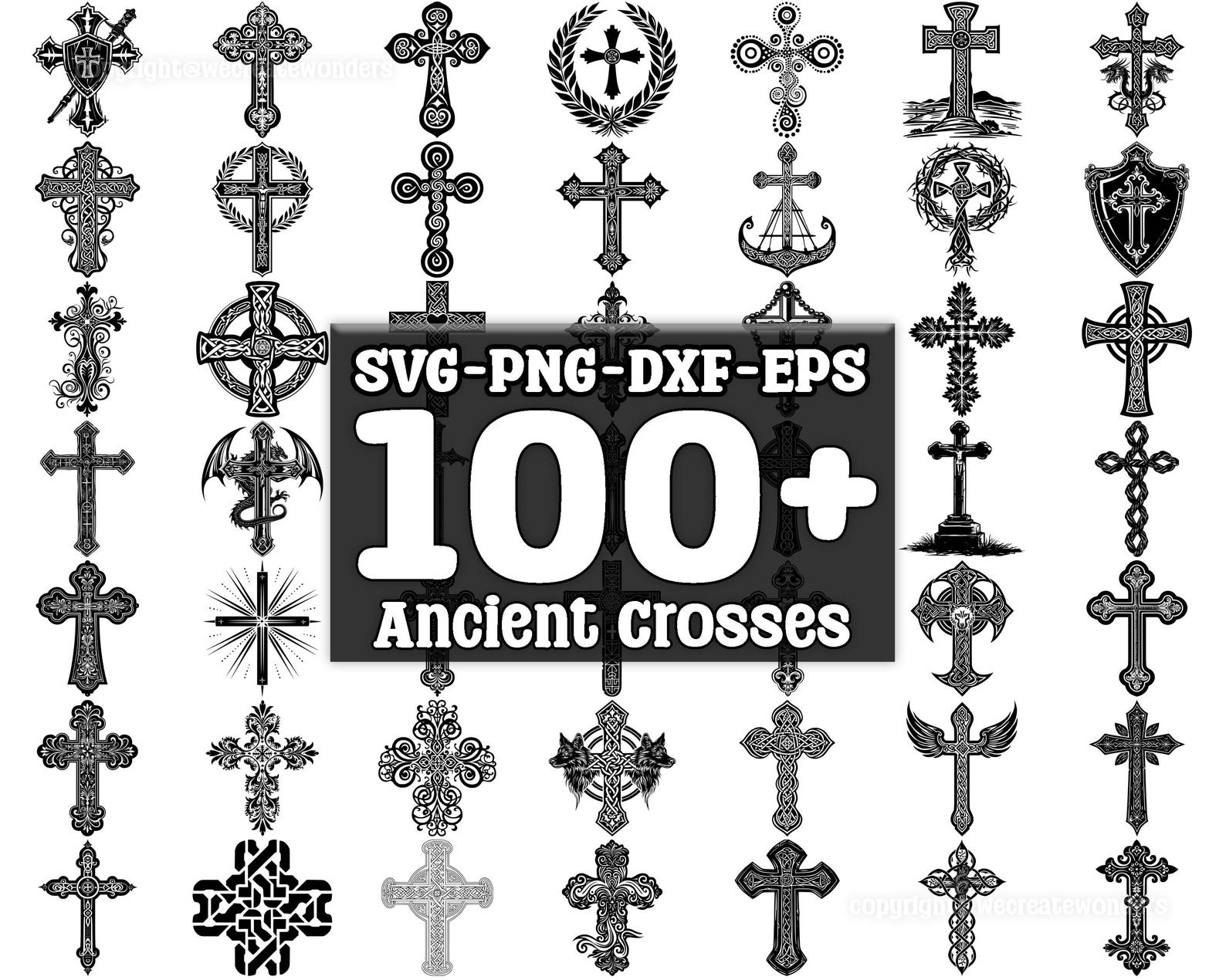 Ancient Crosses SVG Bundle, Set of 100, Instant Digital Download, Png ...