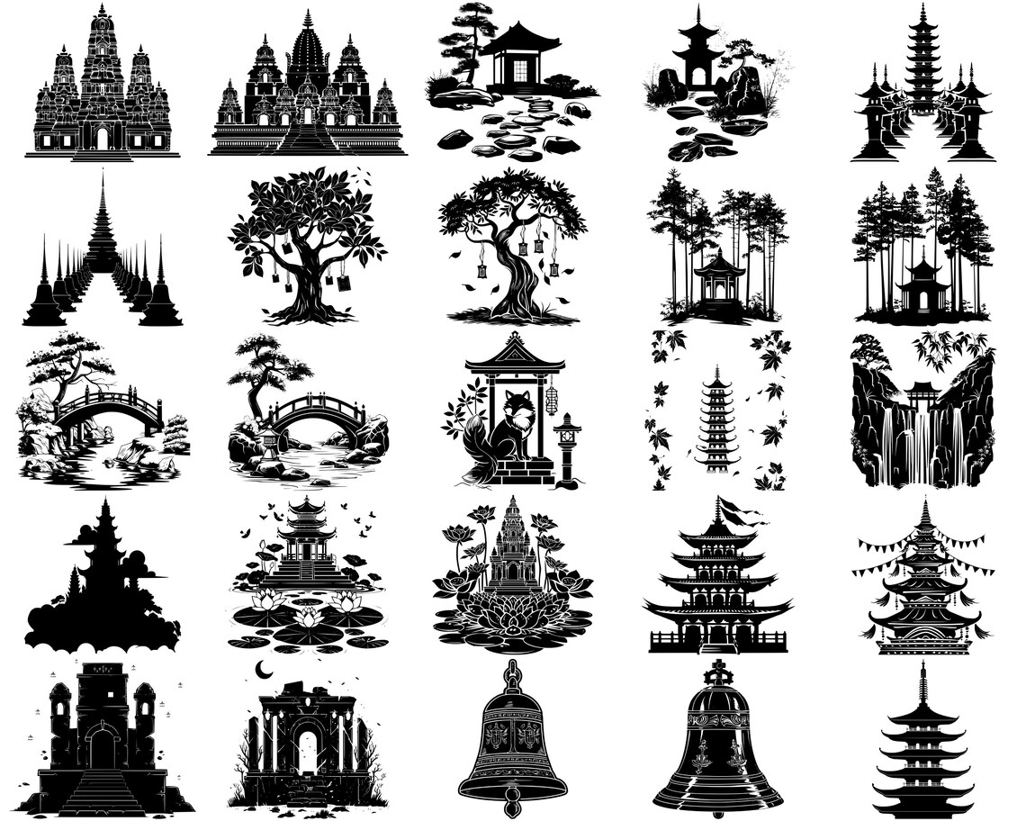 Eastern Temples SVG Bundle, Set of 100, Instant Digital Download, Png ...