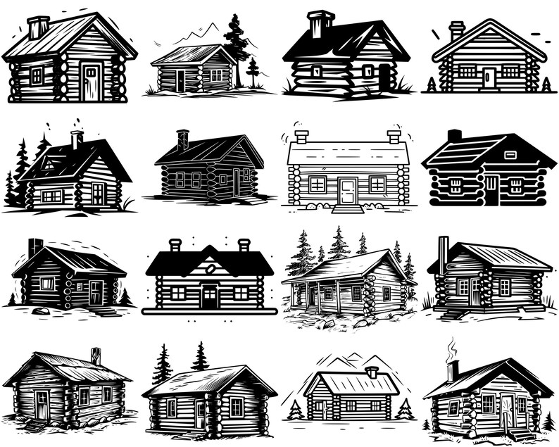 Log Cabin SVG Bundle, Set of 100, Instant Digital Download, Png, Svg ...