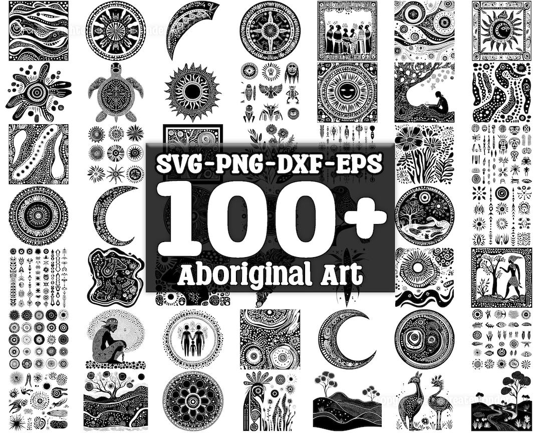 Aboriginal Art SVG Bundle, Set of 100, Instant Digital Download, Png ...
