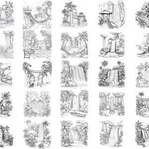 100+ Waterfall in Jungle Procreate Stamps, Brushes for Procreate ...