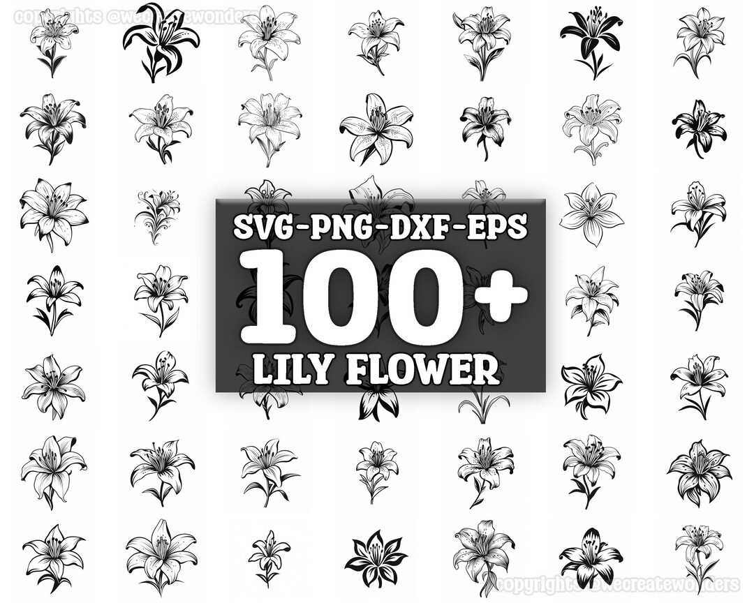 Lily Pattern SVG Bundle, Set of 100, Instant Digital Download, Png, Svg ...