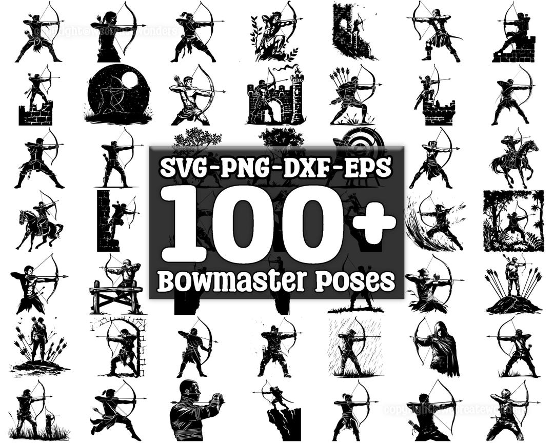 Bowmaster Poses SVG Bundle, Set of 100, Instant Digital Download, Png ...