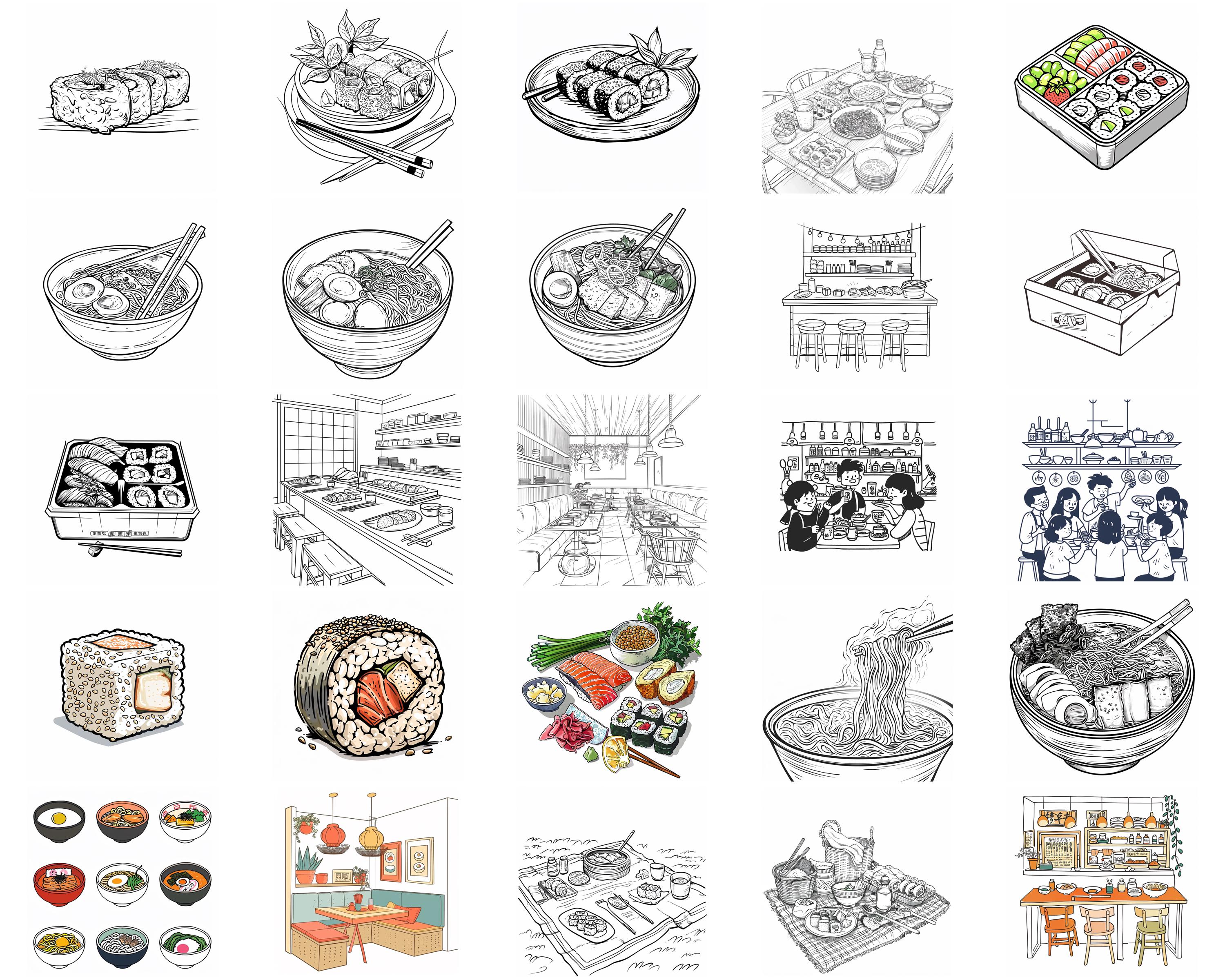 100+ Sushi Ramen Procreate Stamps, Brushes for Procreate, Instant ...