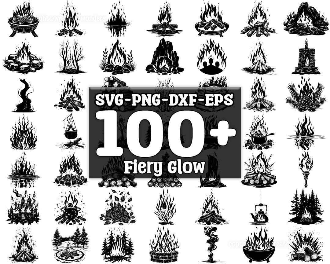 Fiery Glow SVG Bundle, Set of 100, Instant Digital Download, Png, Svg ...