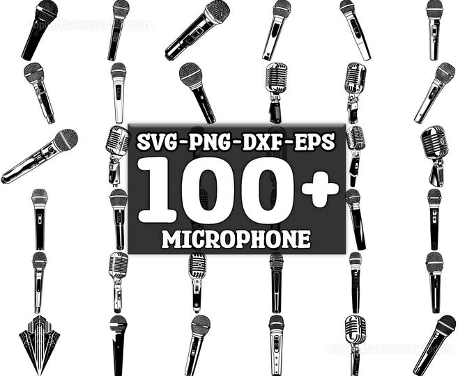 Classic Microphone. Cut Files for Cricut, Clip Art Silhouettes eps, Svg ...