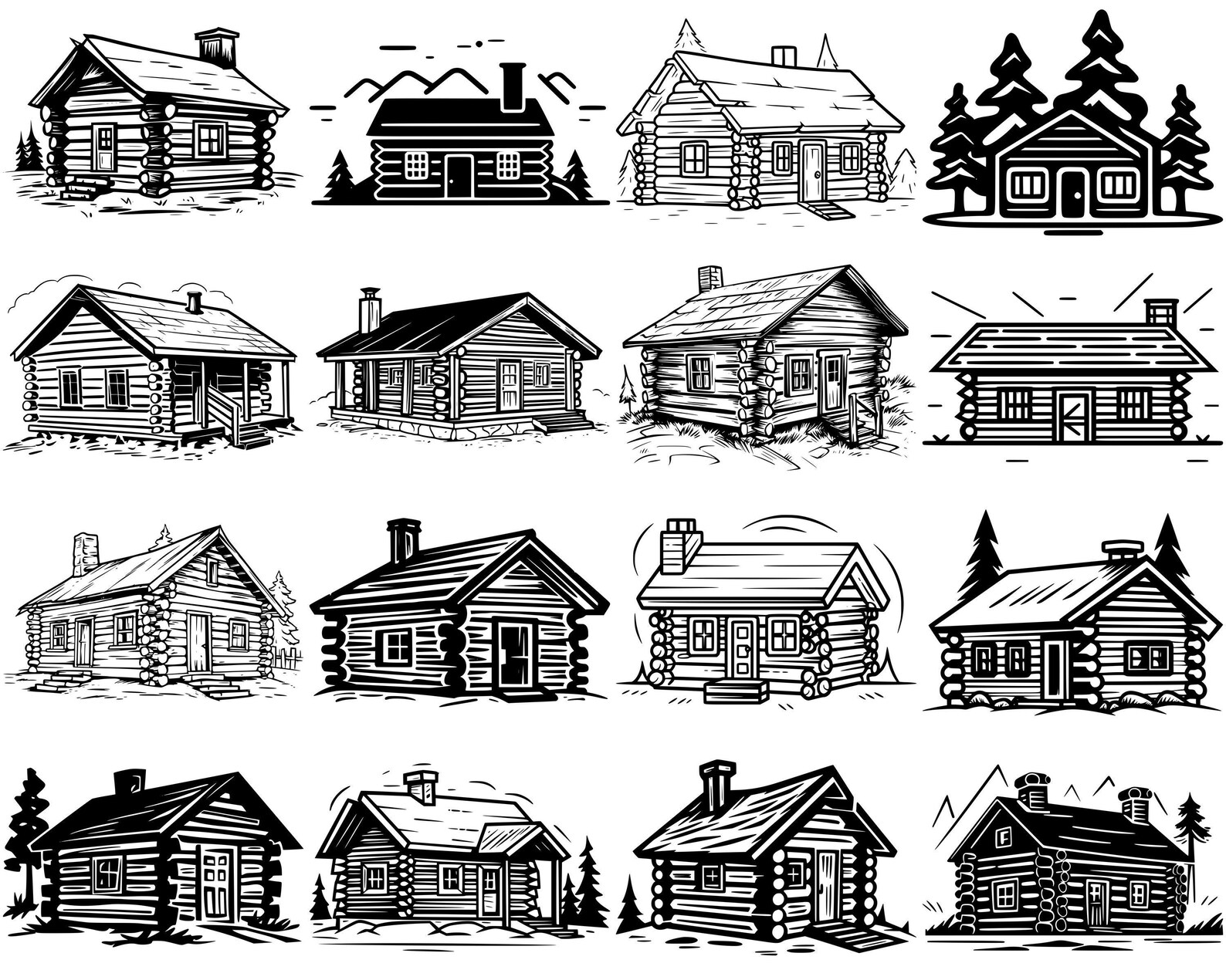 Log Cabin SVG Bundle, Set of 100, Instant Digital Download, Png, Svg ...