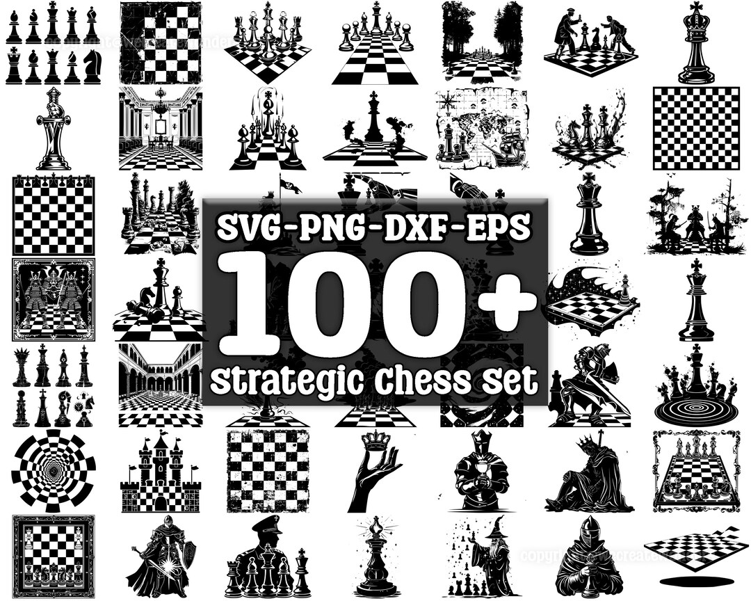 Strategic Chess Set SVG Bundle, Set of 100, Instant Digital Download ...
