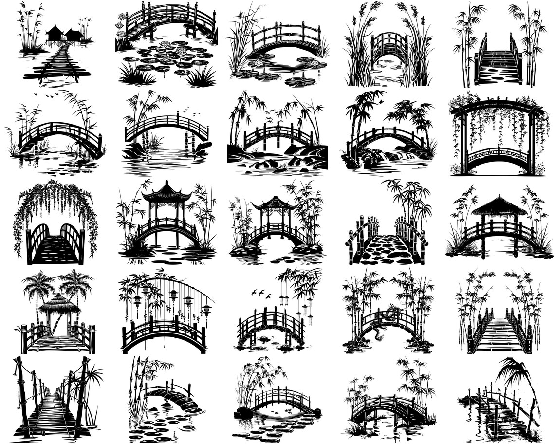 Bamboo Bridges SVG Bundle, Set of 100, Instant Digital Download, Png ...