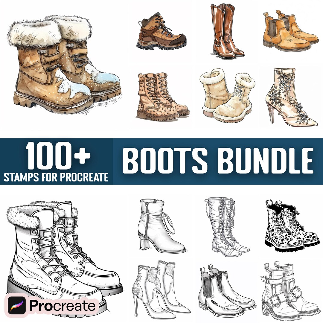100+ Boots Procreate Stamps, Brushes for Procreate, Instant Digital ...