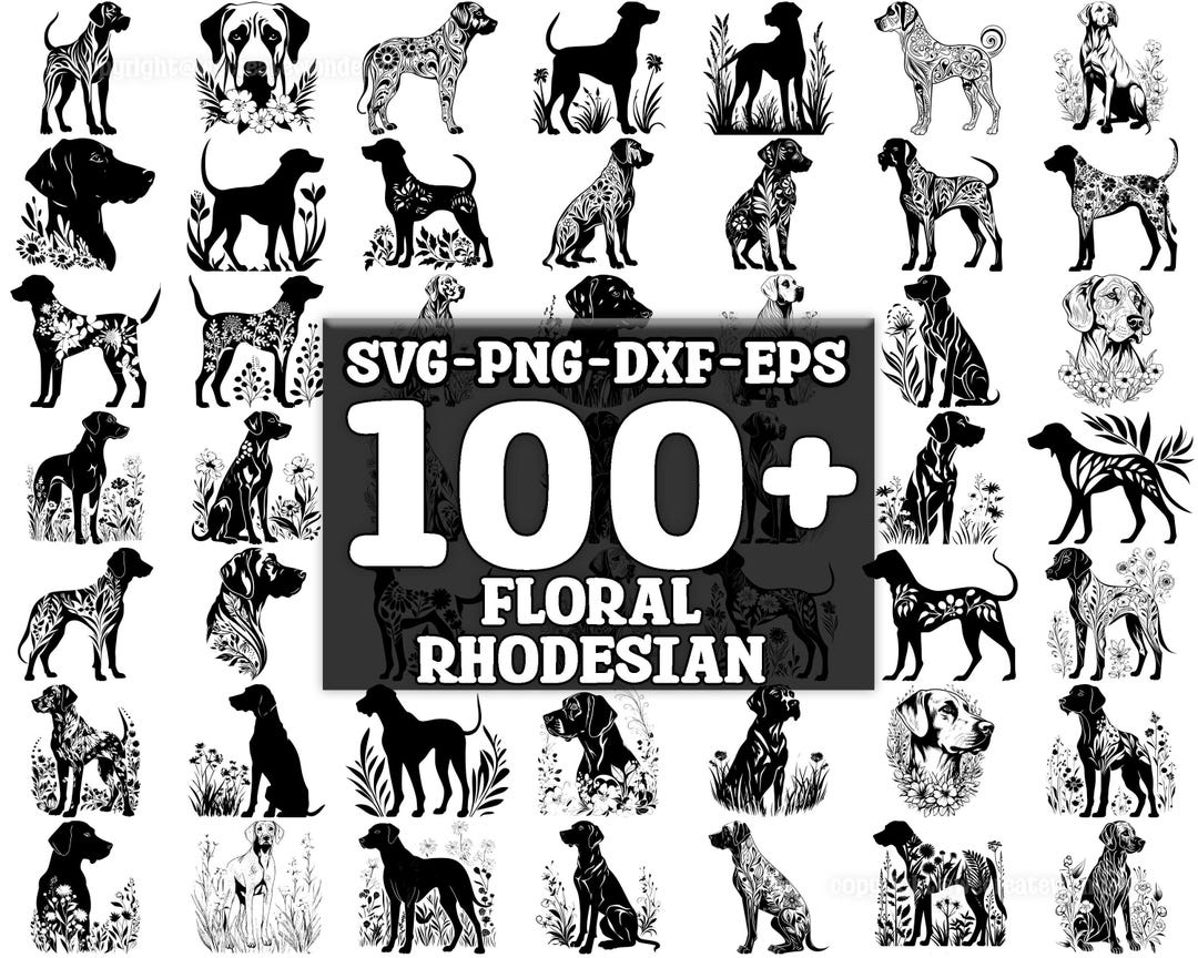 Floral Rhodesian Ridgeback SVG Bundle, Set of 100, Instant Digital ...