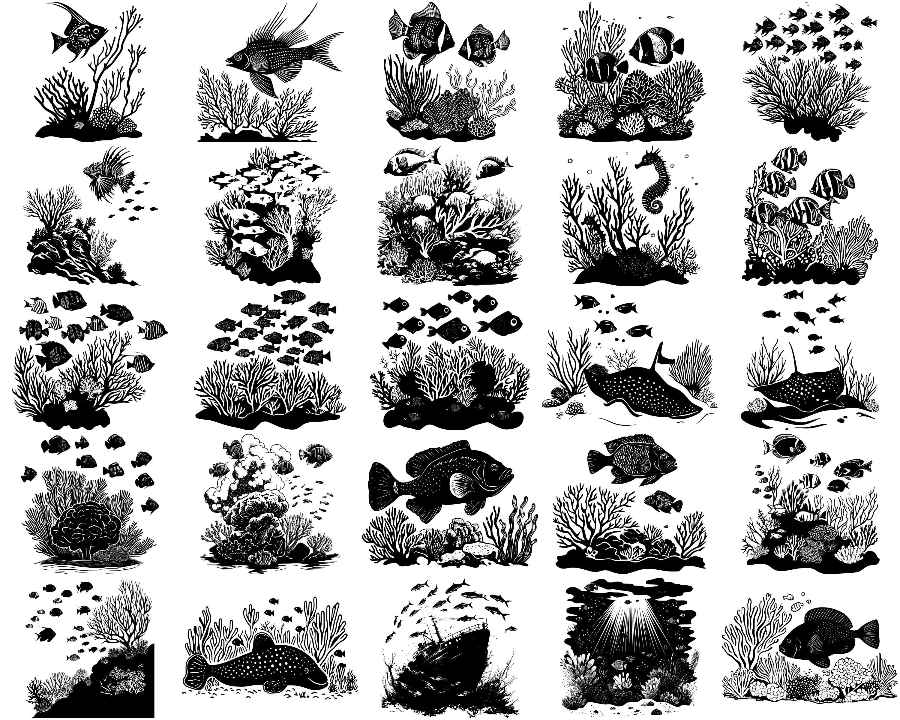 Coral Reef With Fish SVG Bundle, Set of 100, Instant Digital Download ...