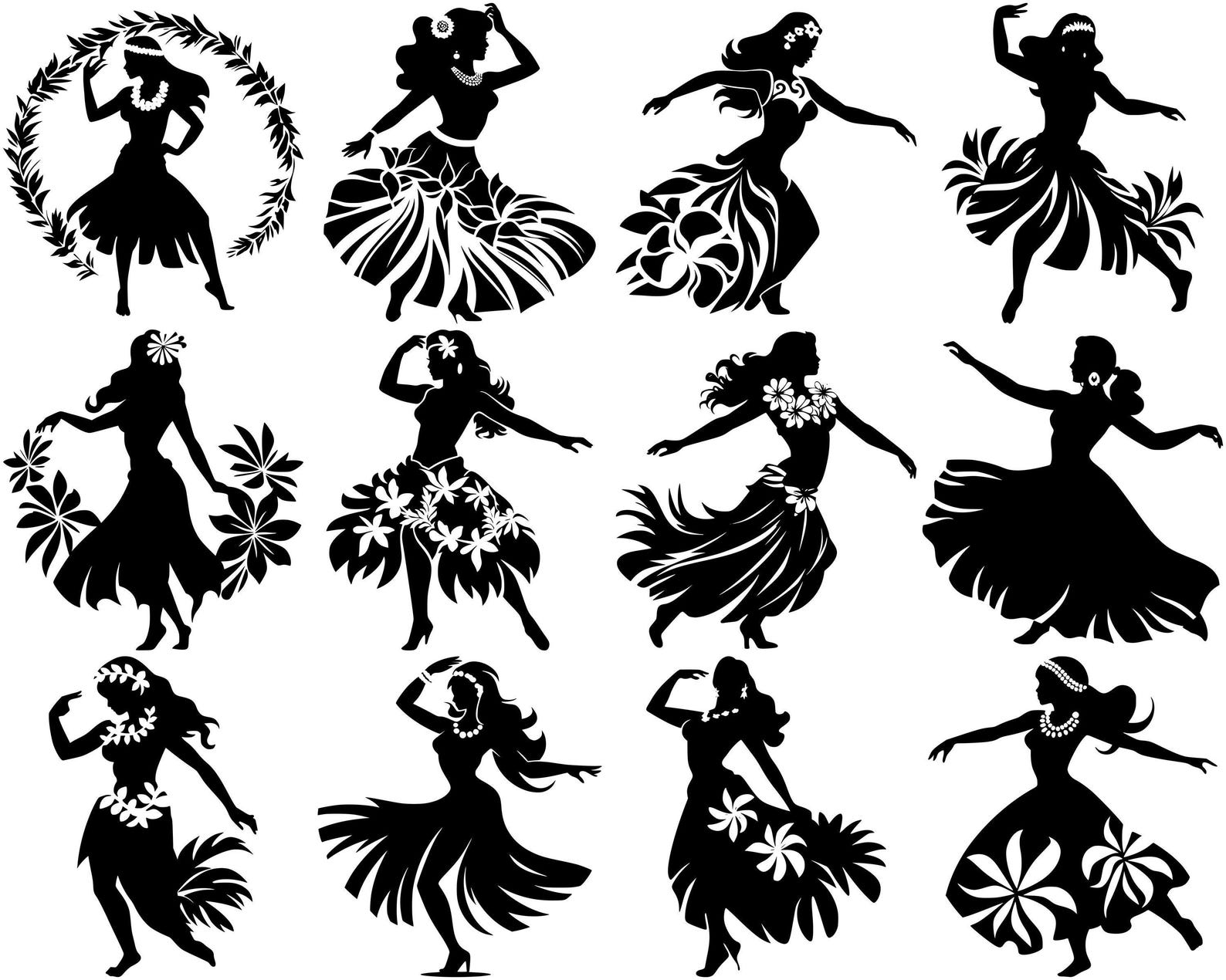 Hula Dancer SVG Bundle, Set of 100, Instant Digital Download, Png, Svg ...