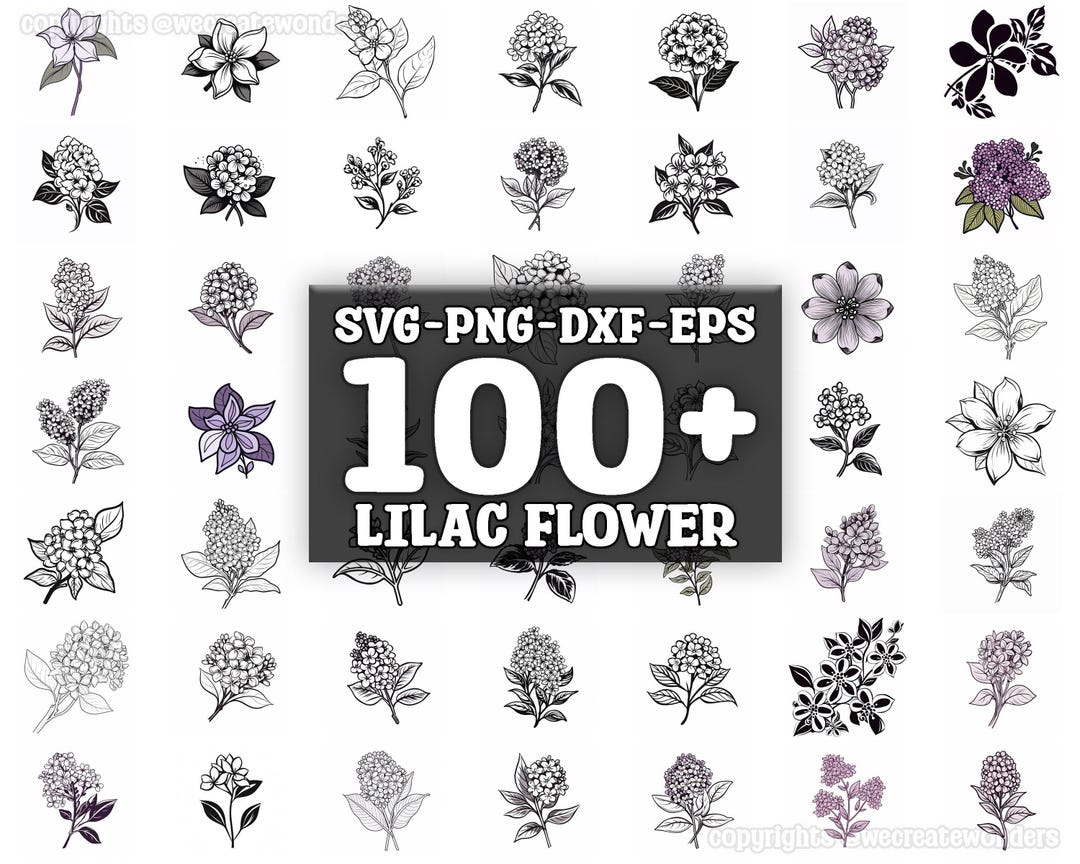 Lilac SVG Bundle, Set of 100, Instant Digital Download, Png, Svg, Eps ...