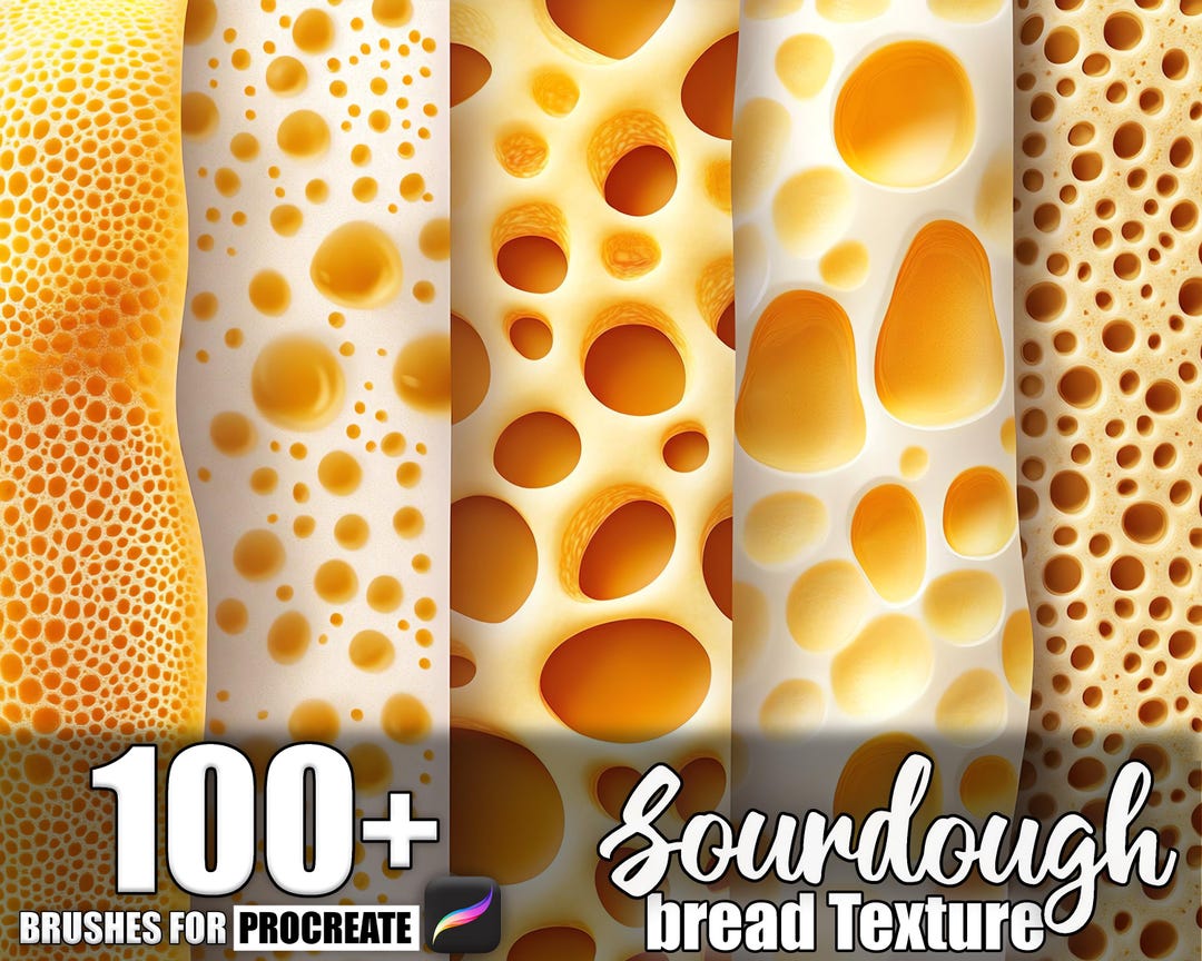 Sourdough Bread Crust Bubbles 100+ Procreate Textures, Brushes for ...
