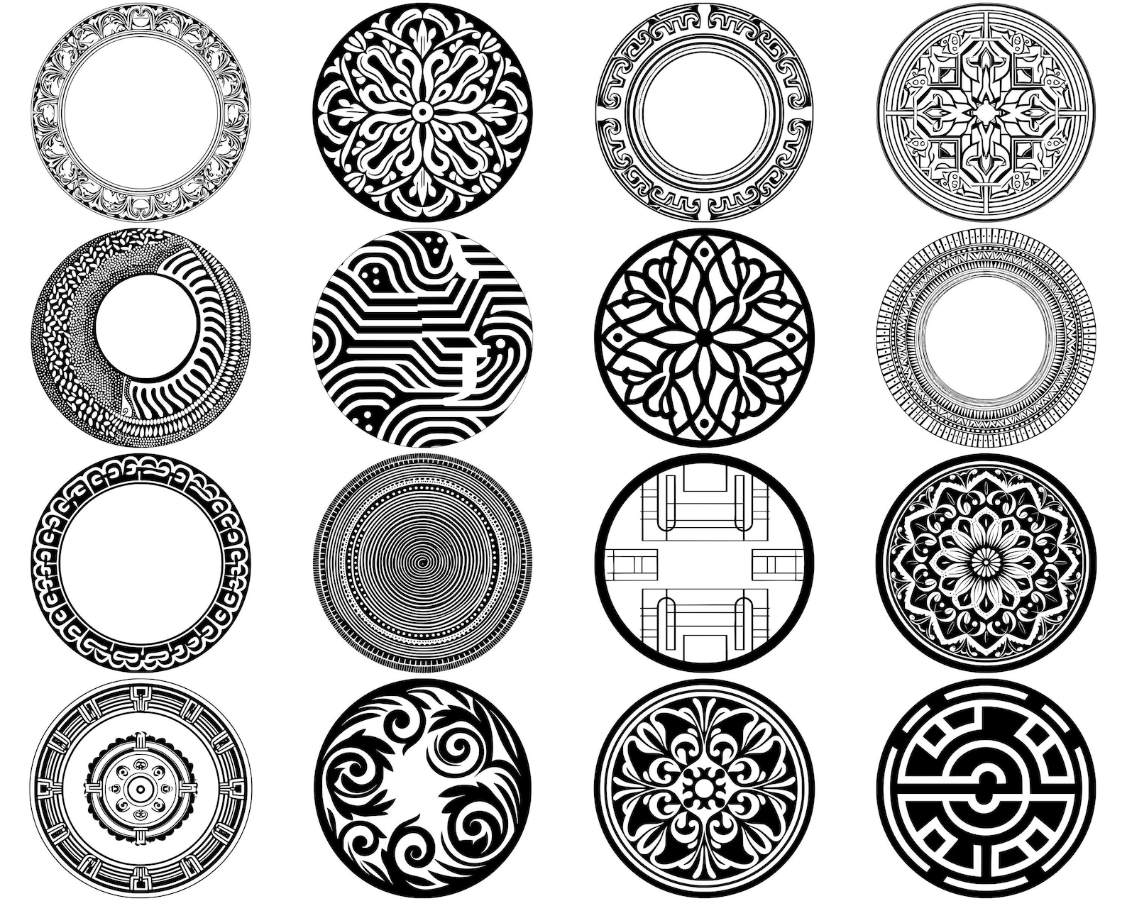 Round Circle SVG Bundle, Set of 100, Instant Digital Download, Png, Svg ...
