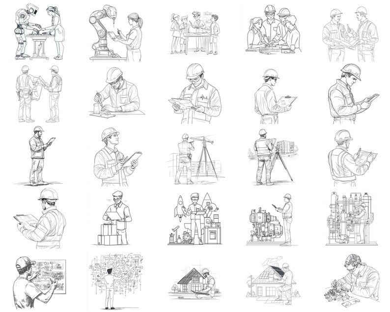 100+ Engineer Procreate Stamps, Brushes for Procreate, Instant Digital ...