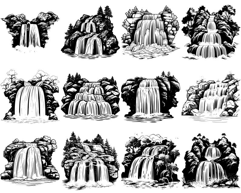 Waterfall SVG Bundle, Set of 100, Instant Digital Download, Png, Svg ...