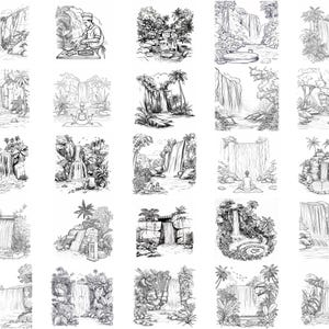100+ Waterfall in Jungle Procreate Stamps, Brushes for Procreate ...