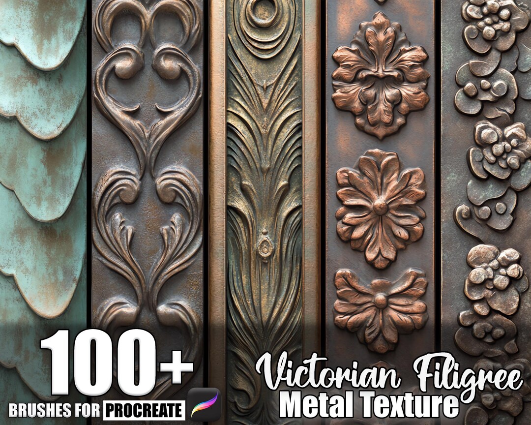100+ Victorian Filigree Metal Procreate Textures, Brushes for Procreate ...