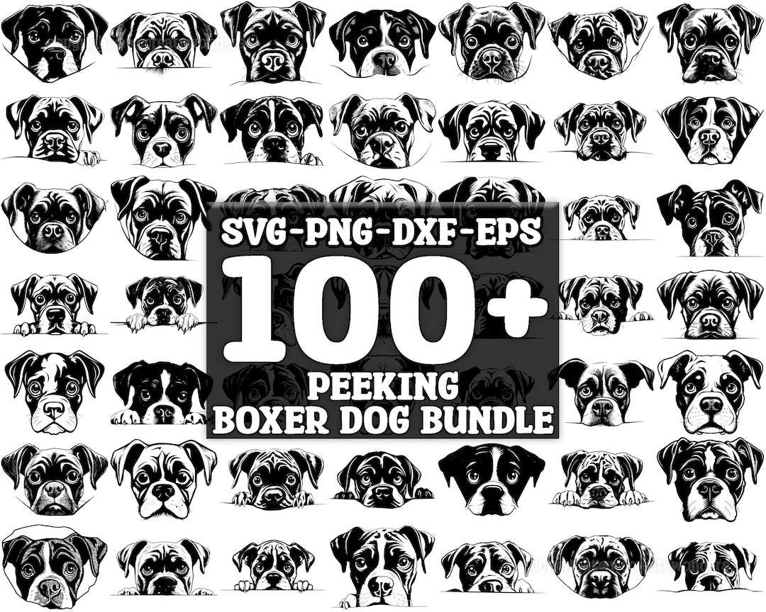 Peeking Boxer Dog SVG Bundle, Set of 100, Instant Digital Download, Png ...