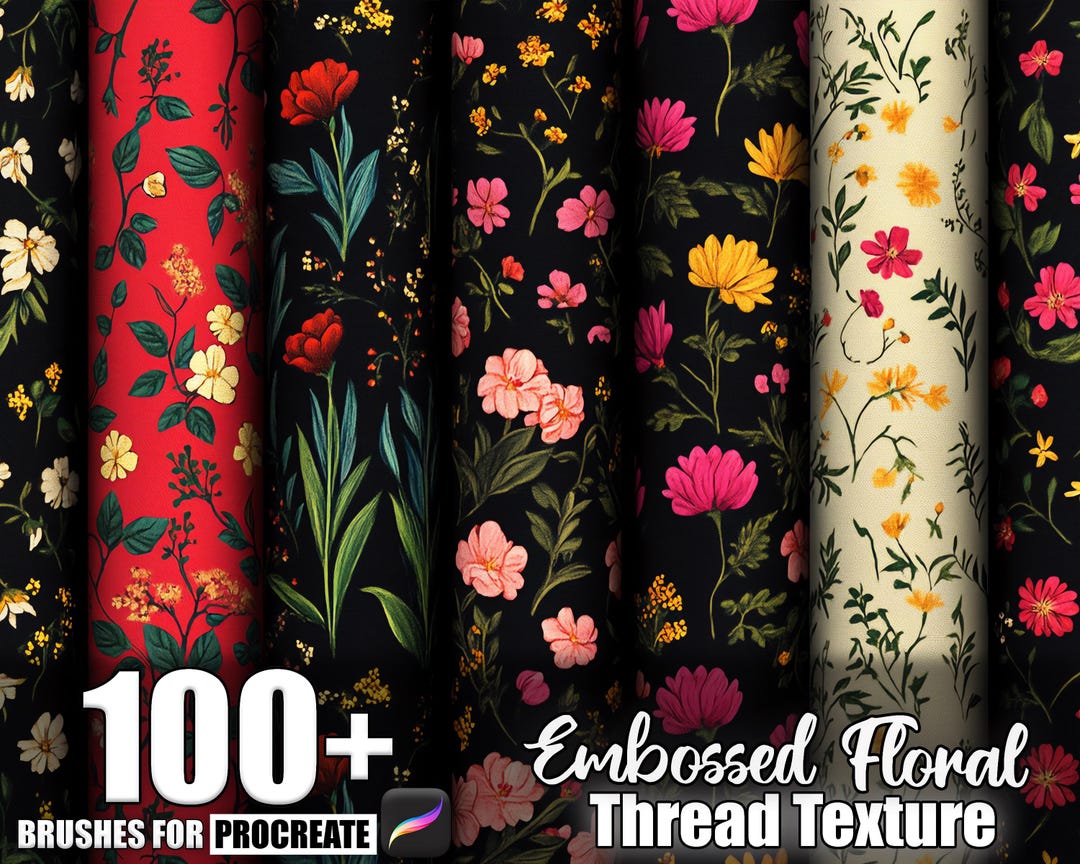 100+ Embroidered Floral Thread Procreate Textures, Brushes for ...