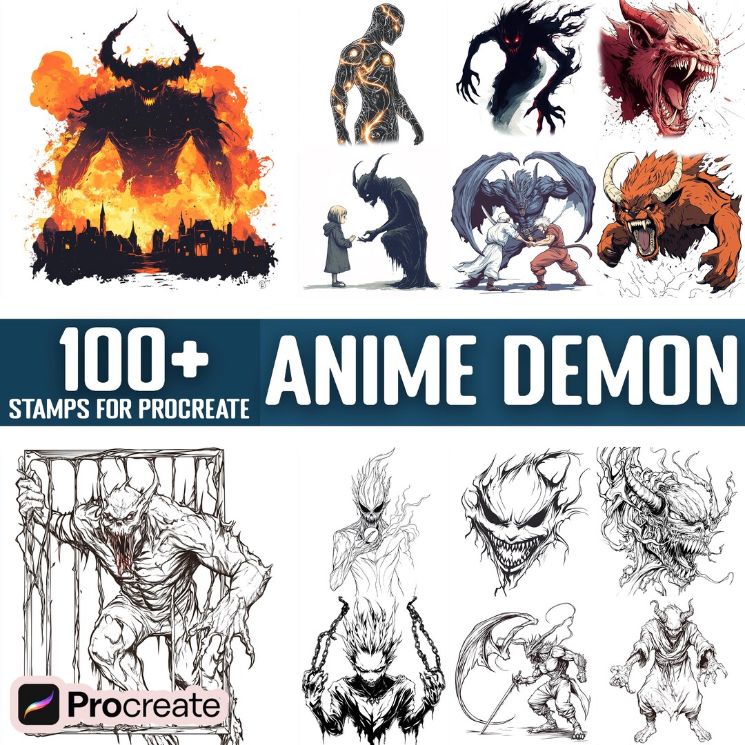 100+ Anime Demon Procreate Stamps, Brushes for Procreate, Instant ...