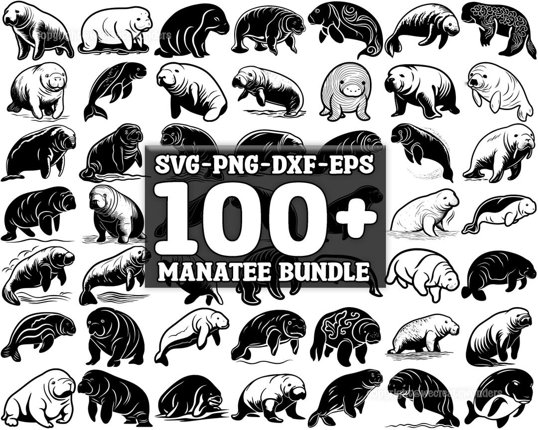 Manatee SVG Bundle, Set of 100, Instant Digital Download, Png, Svg, Eps ...