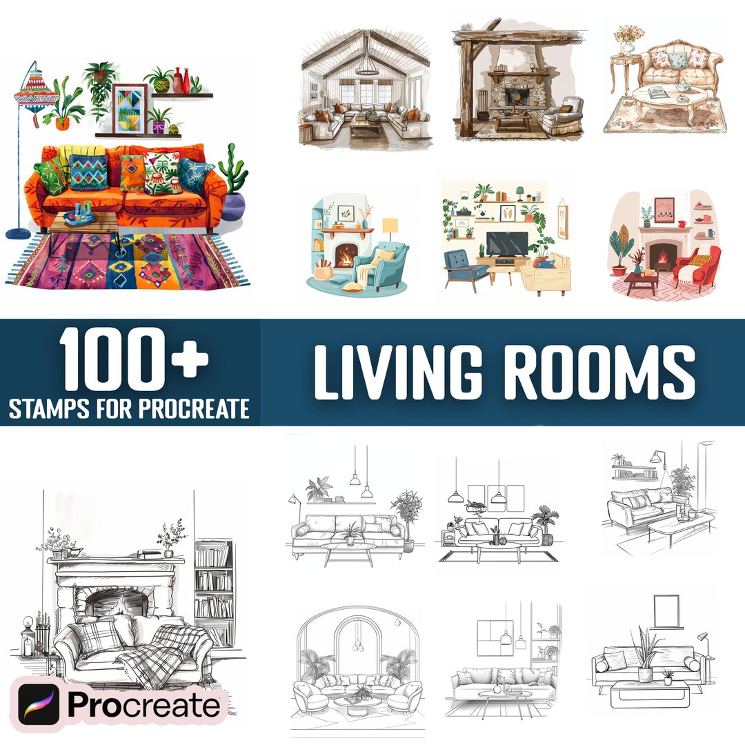 100+ Living Room Procreate Stamps, Brushes for Procreate, Instant ...