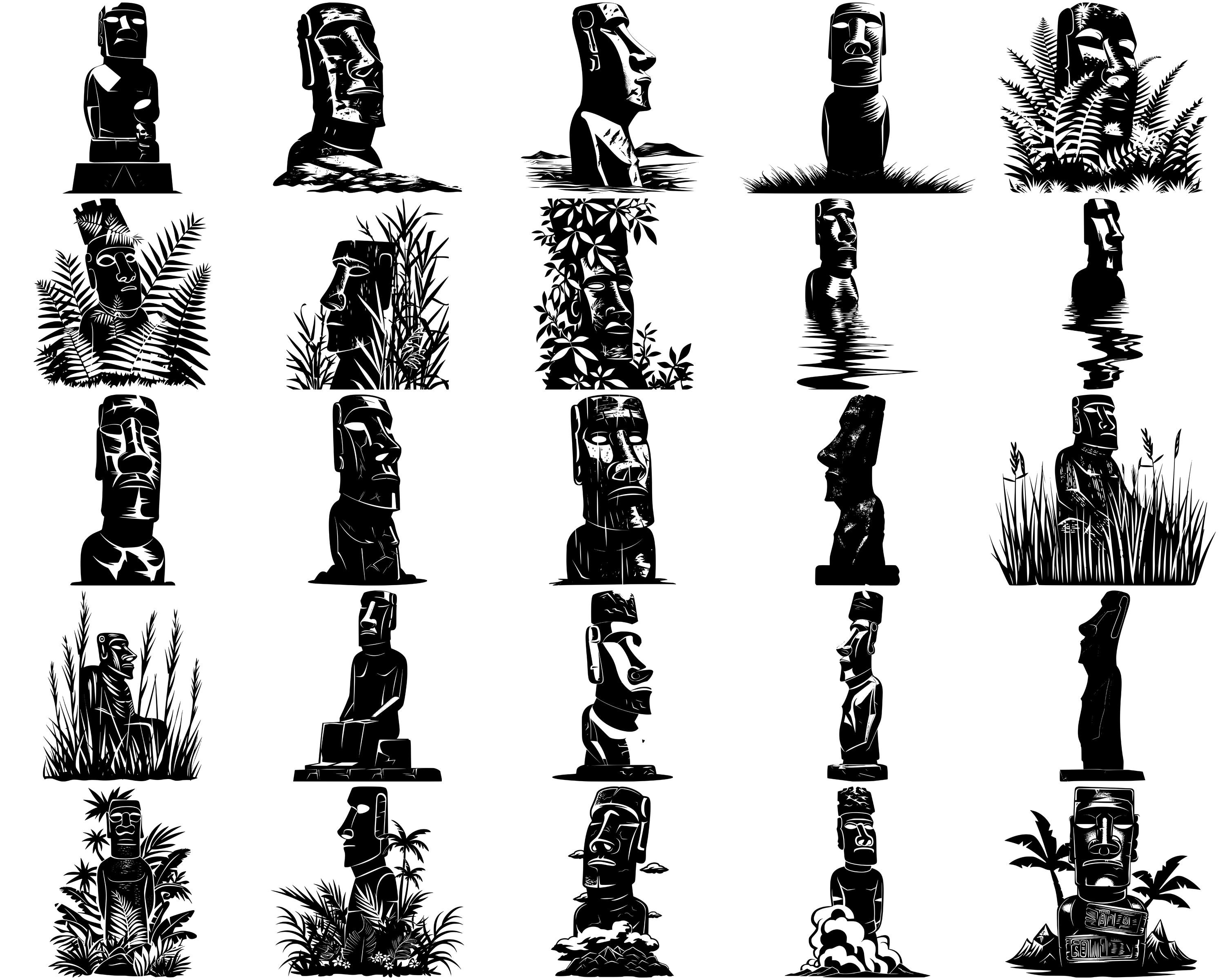 Moai Statues SVG Bundle, Set of 100, Instant Digital Download, Png, Svg ...