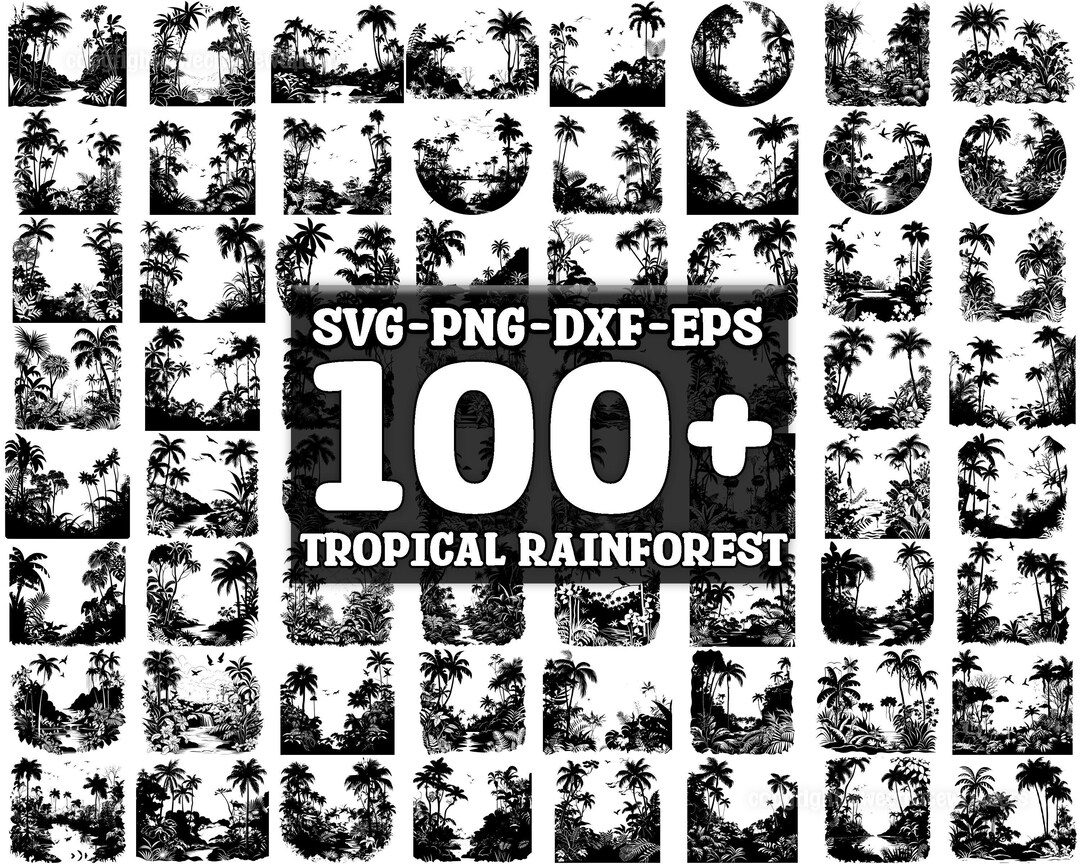 Tropical Rainforest SVG Bundle, Set of 100, Instant Digital Download ...