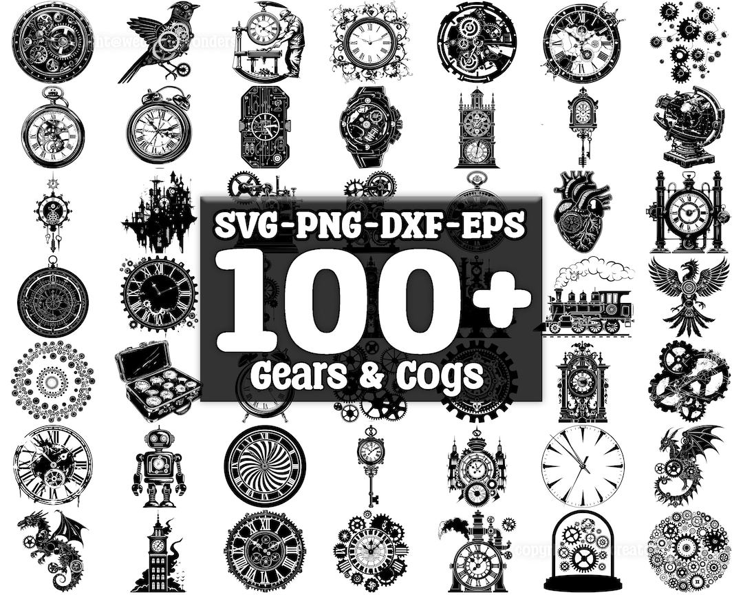 Gears & Cogs SVG Bundle, Set of 100, Instant Digital Download, Png, Svg ...