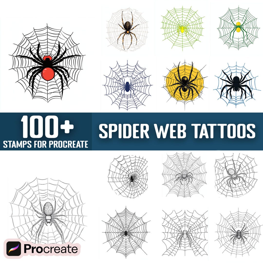 100+ Spider Web Tattoo Procreate Stamps, Brushes for Procreate, Instant ...