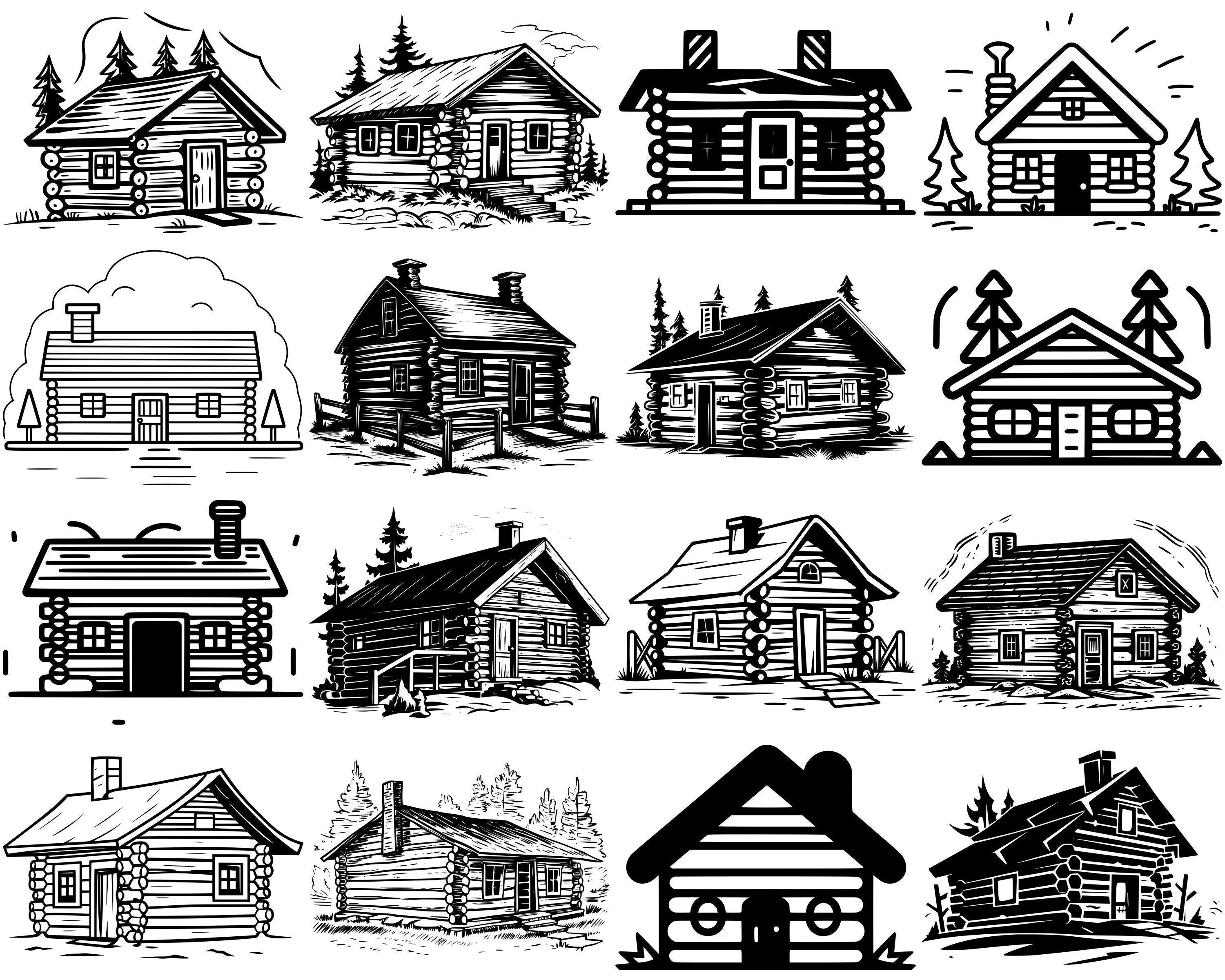 Log Cabin SVG Bundle, Set of 100, Instant Digital Download, Png, Svg ...