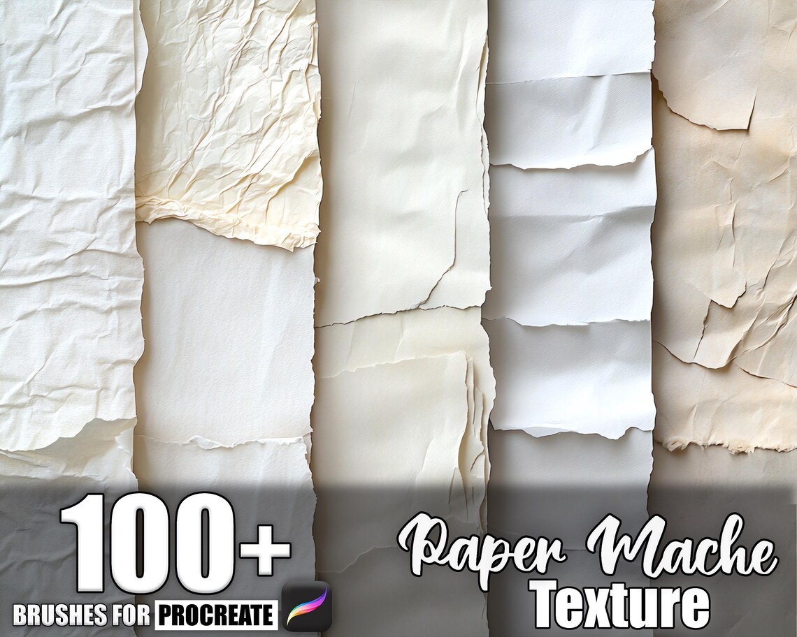 100+ Paper Mache Procreate Textures, Brushes for Procreate, Instant ...