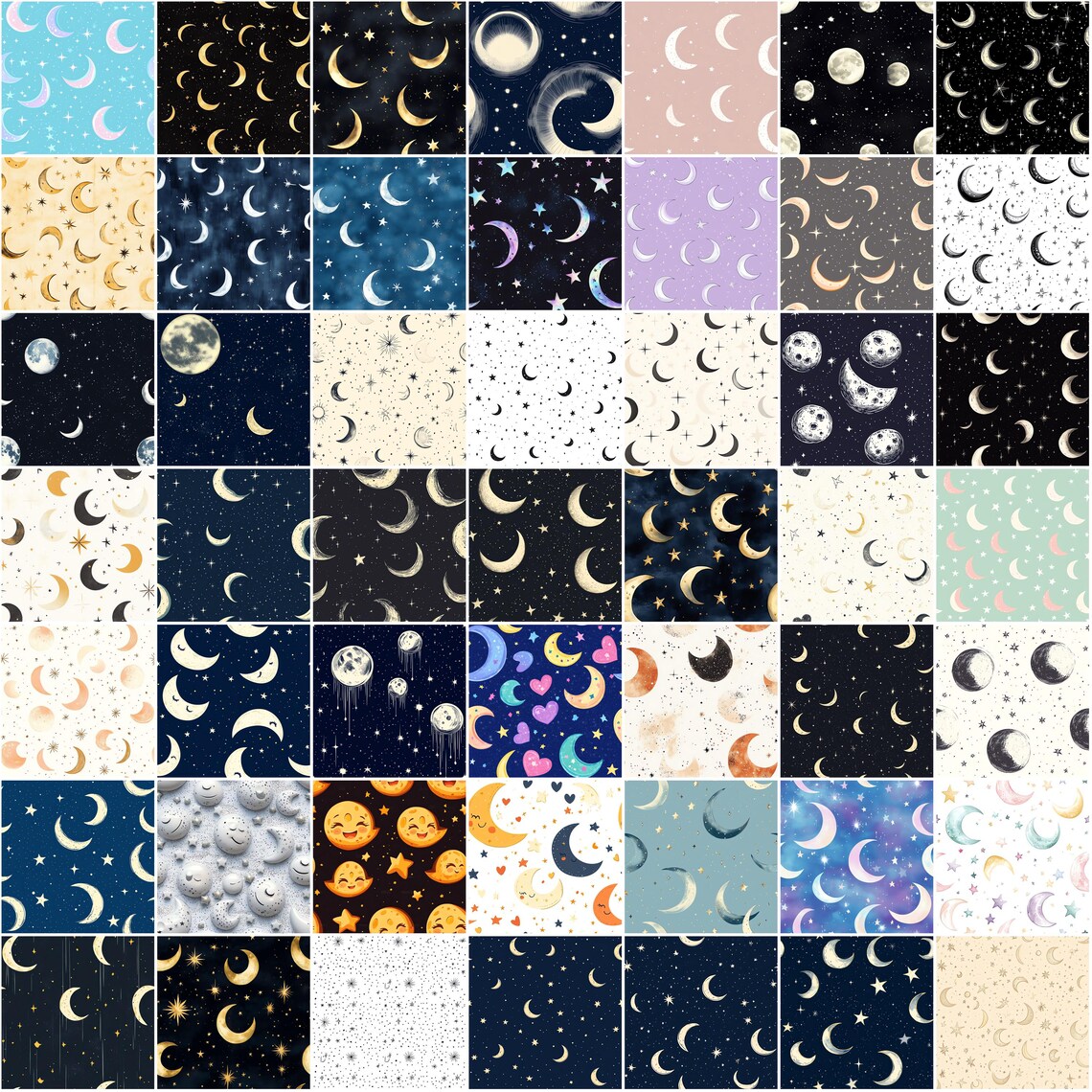 100+ Moon and Stars Procreate Textures, Brushes for Procreate, Instant ...